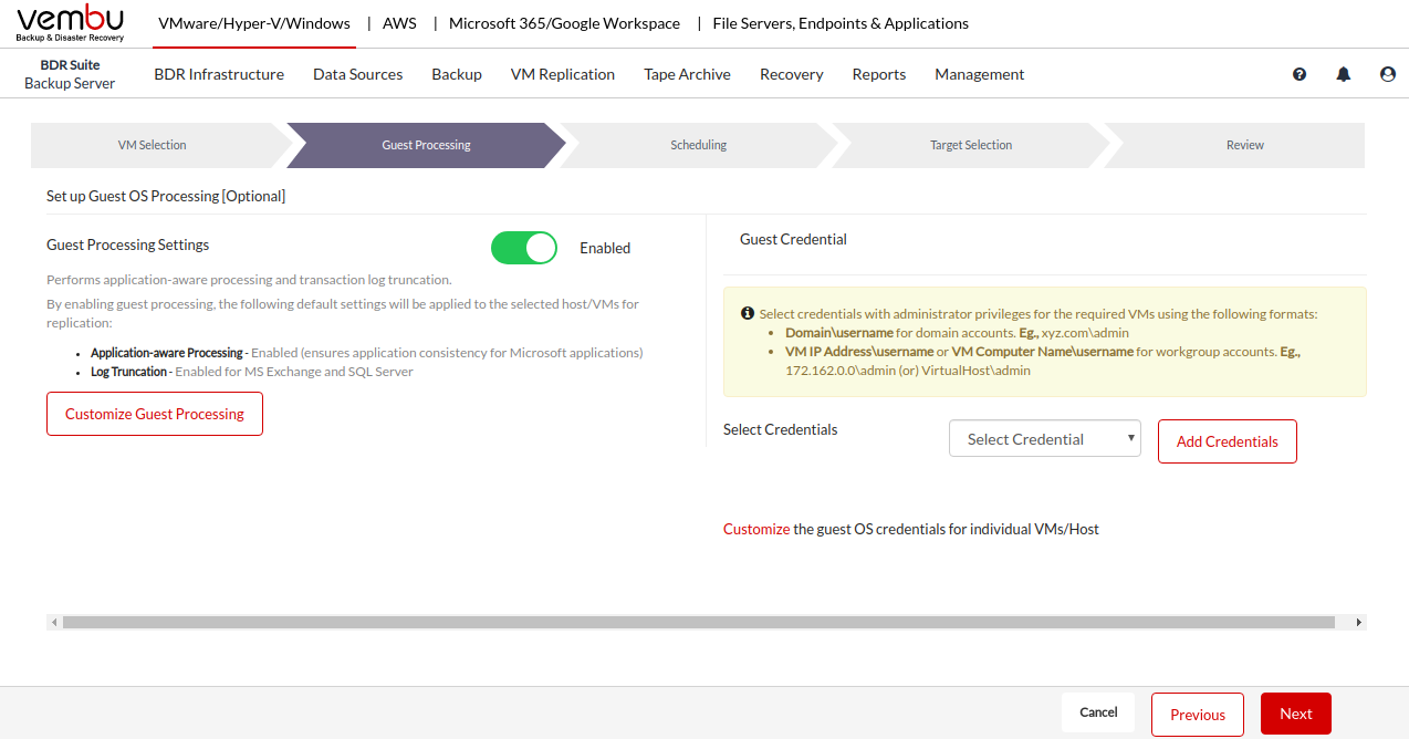 Configuring Guest Processing Settings Configuring Guest Processing Settings